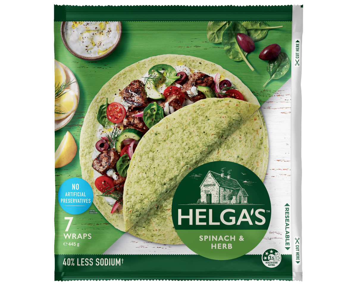 Helgas Wrap Spinach and Herb P7 445 g | Helgas